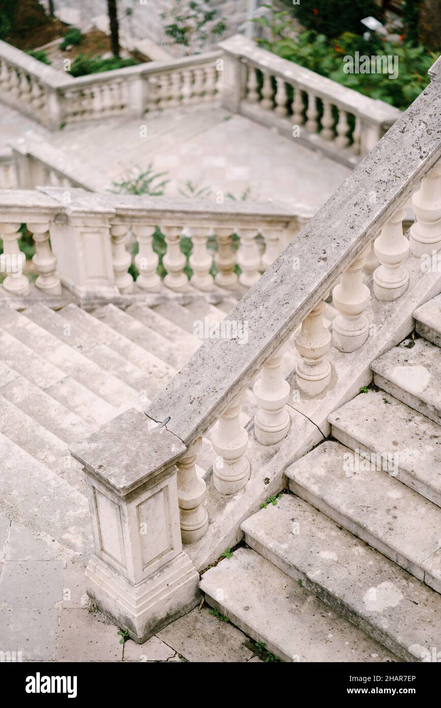 Stone balustrade and antique staircase. Top view Stock Photo - Alamy