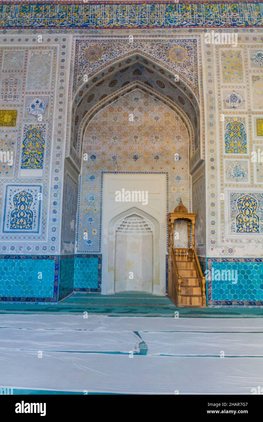 SHAHRISABZ, UZBEKISTAN: APRIL 29, 2018: Interior of Kok Gumbaz mosque ...
