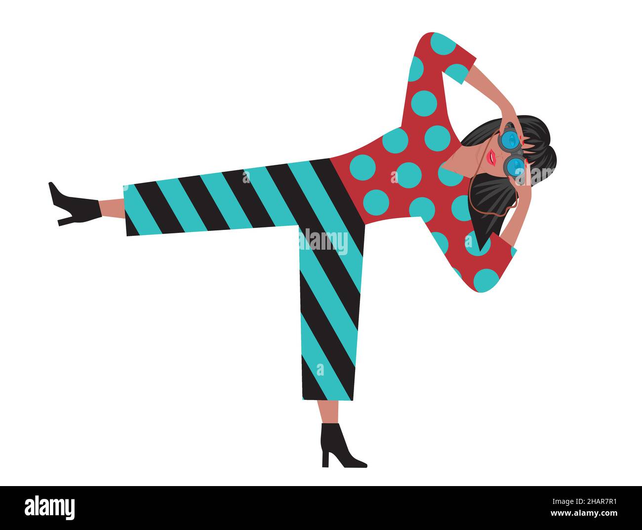 Cool woman with binoculars. Vector illustration. EPS10 Stock Vector ...