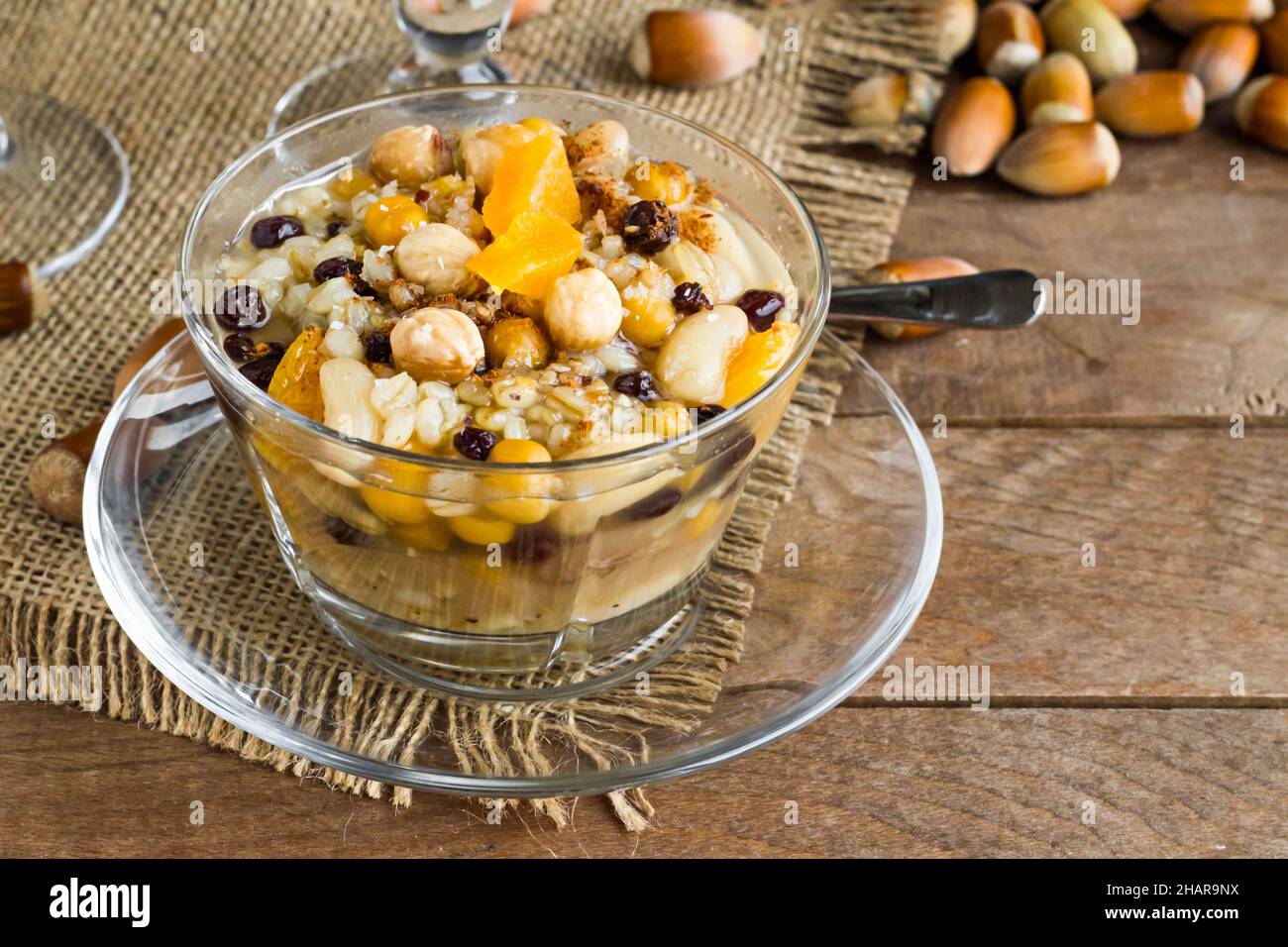 Traditional Dessert Asure,Noah's Pudding designed in stylish glass ...