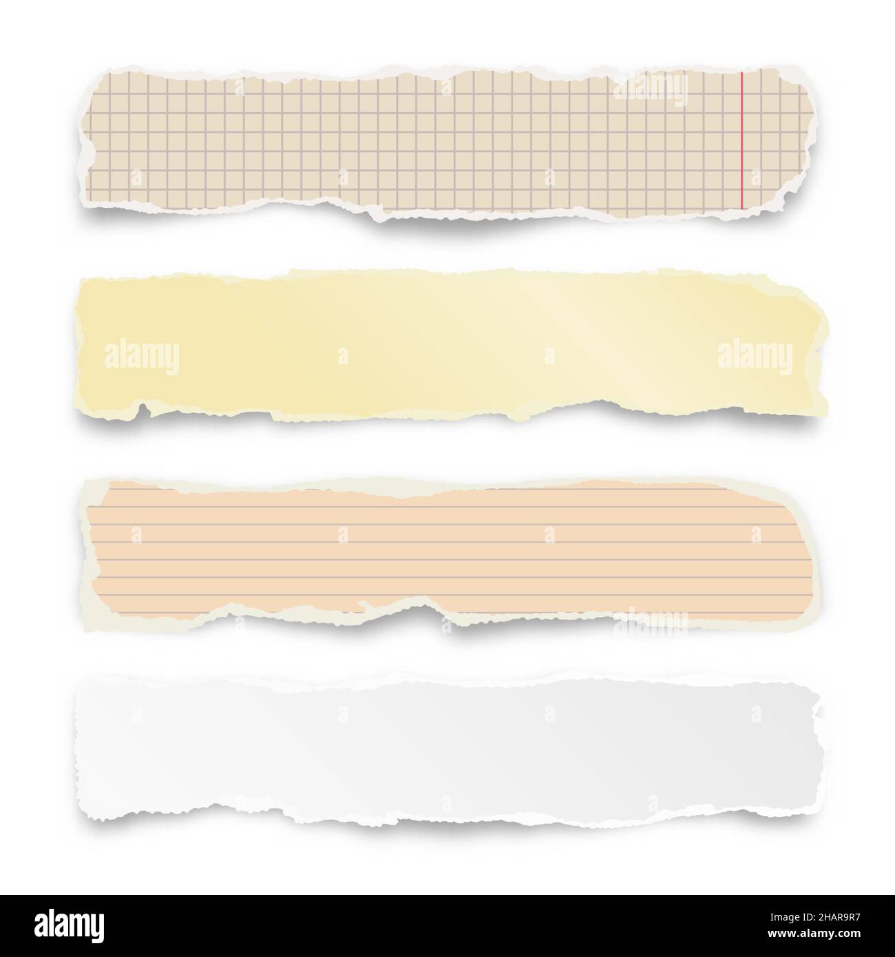 Ripped colorful paper strips isolated on white background. Realistic ...