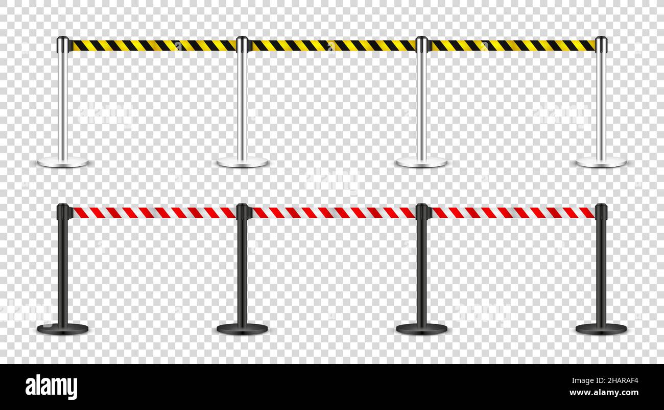 Realistic retractable belt stanchion on transparent background. Crowd ...