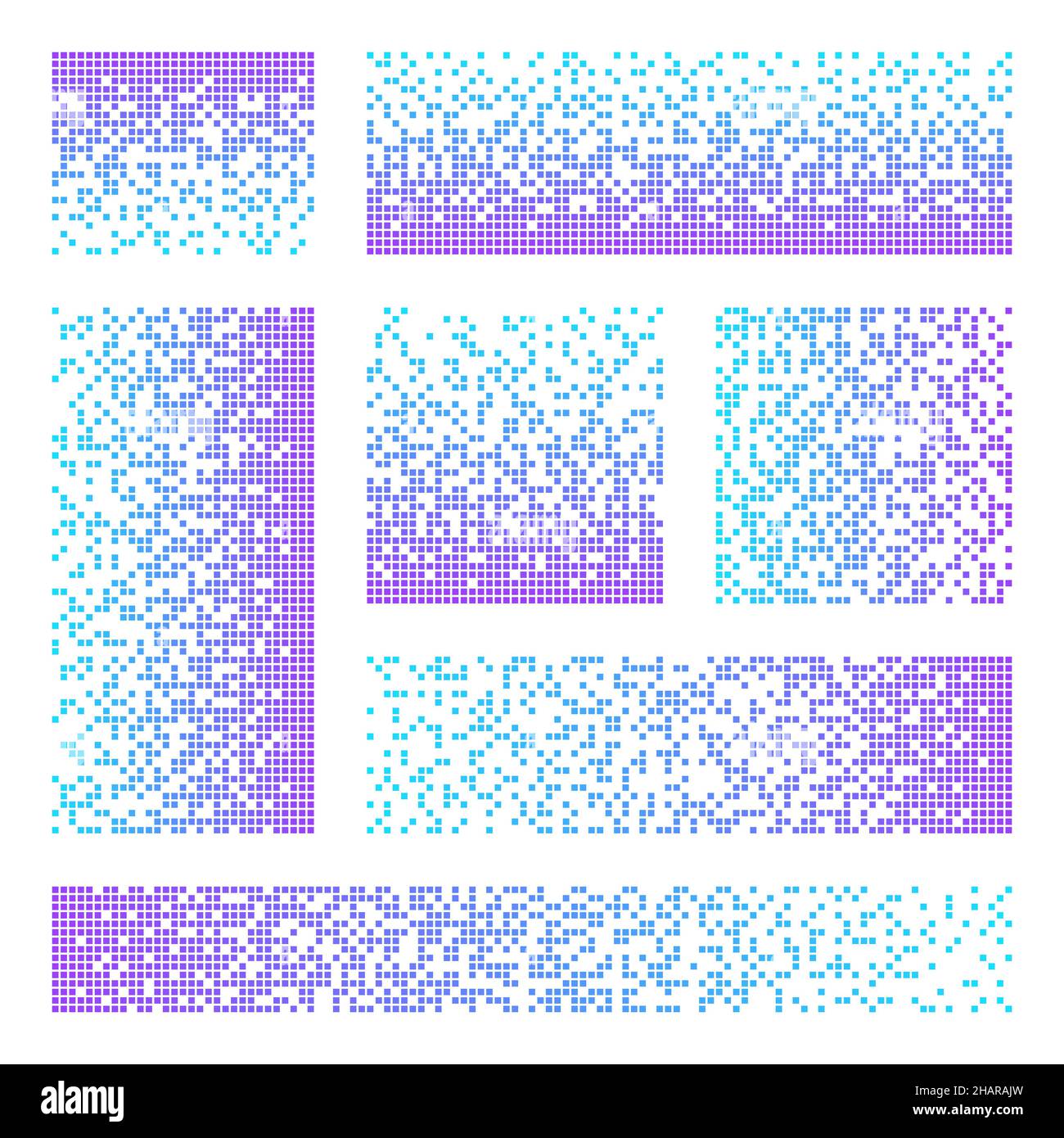 Pixel disintegration, decay effect. Various rectangular elements made ...