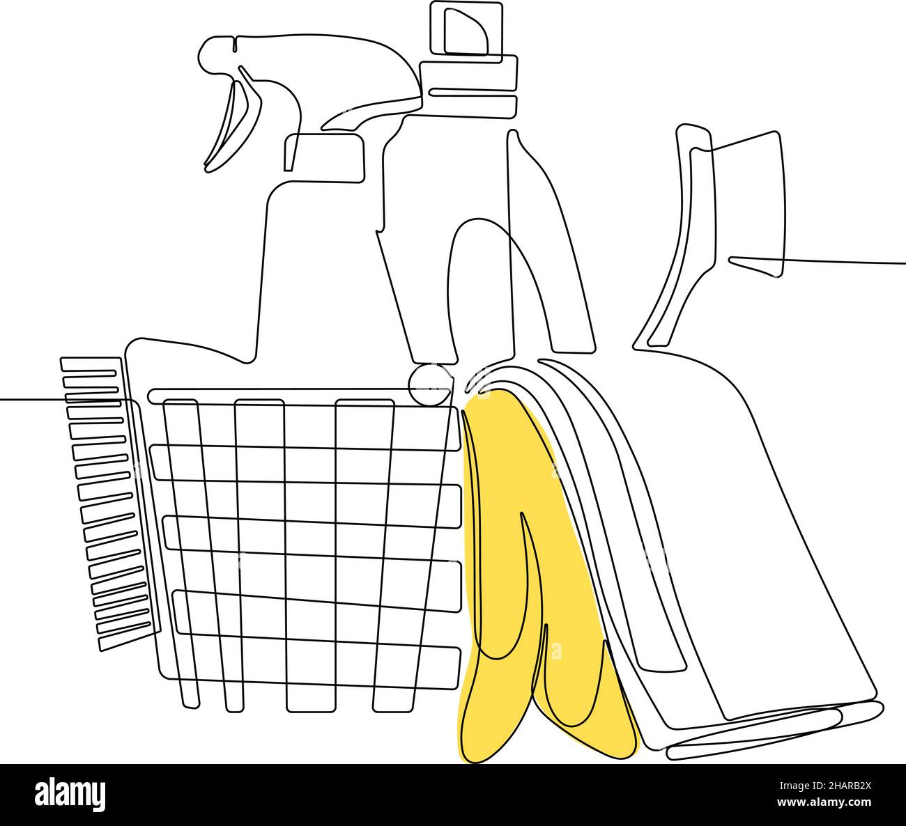 Continuous line draw of cleaning procucts. Minimal Stock Vector Image ...