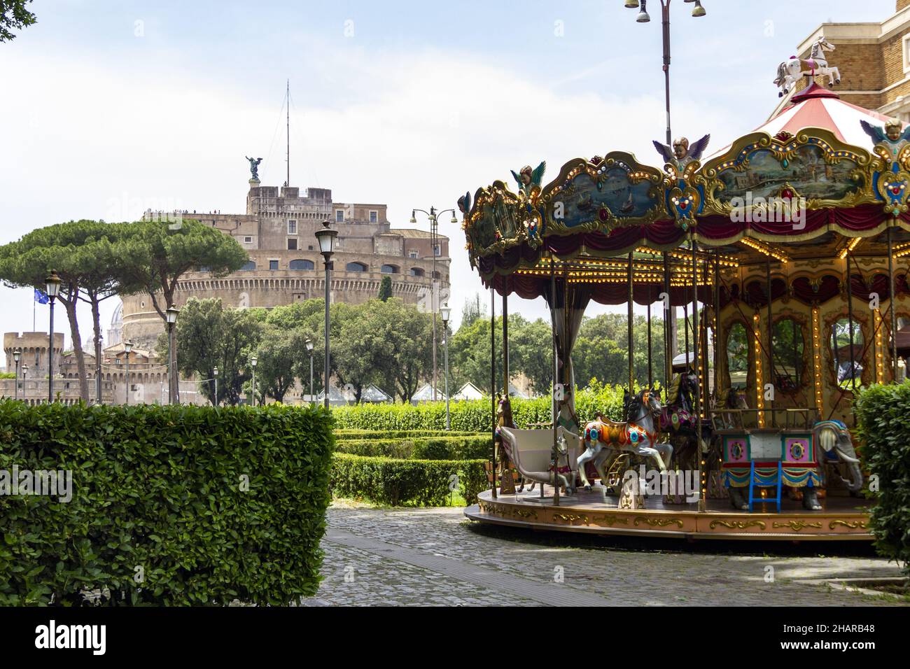 Beautiful closeup of a merry go round carousel at the Adrian park in ...