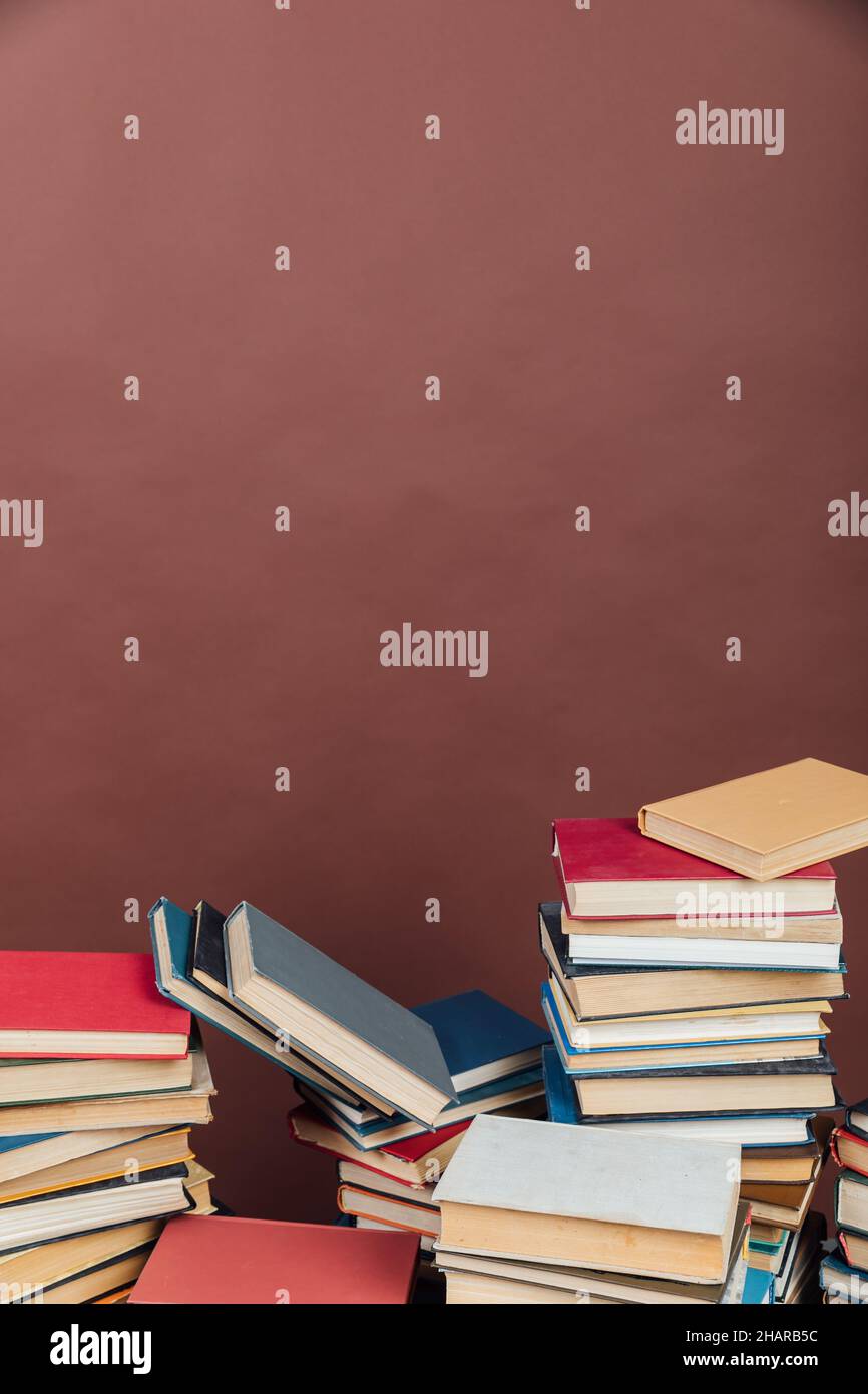 many educational books for college university studies as a background ...