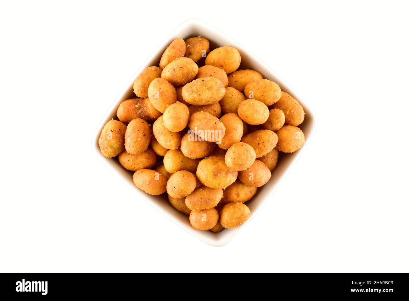 Top View of Coated Peanuts in Bowl Isolated on White Background with ...