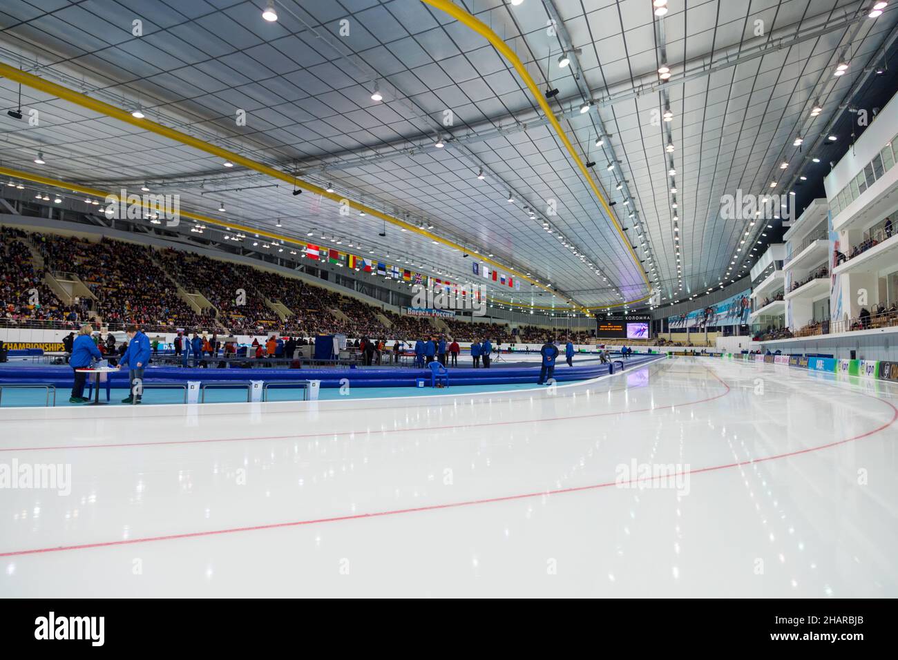 ISU European Speed Skating Championships. Athlete on ice. Classic speed ...