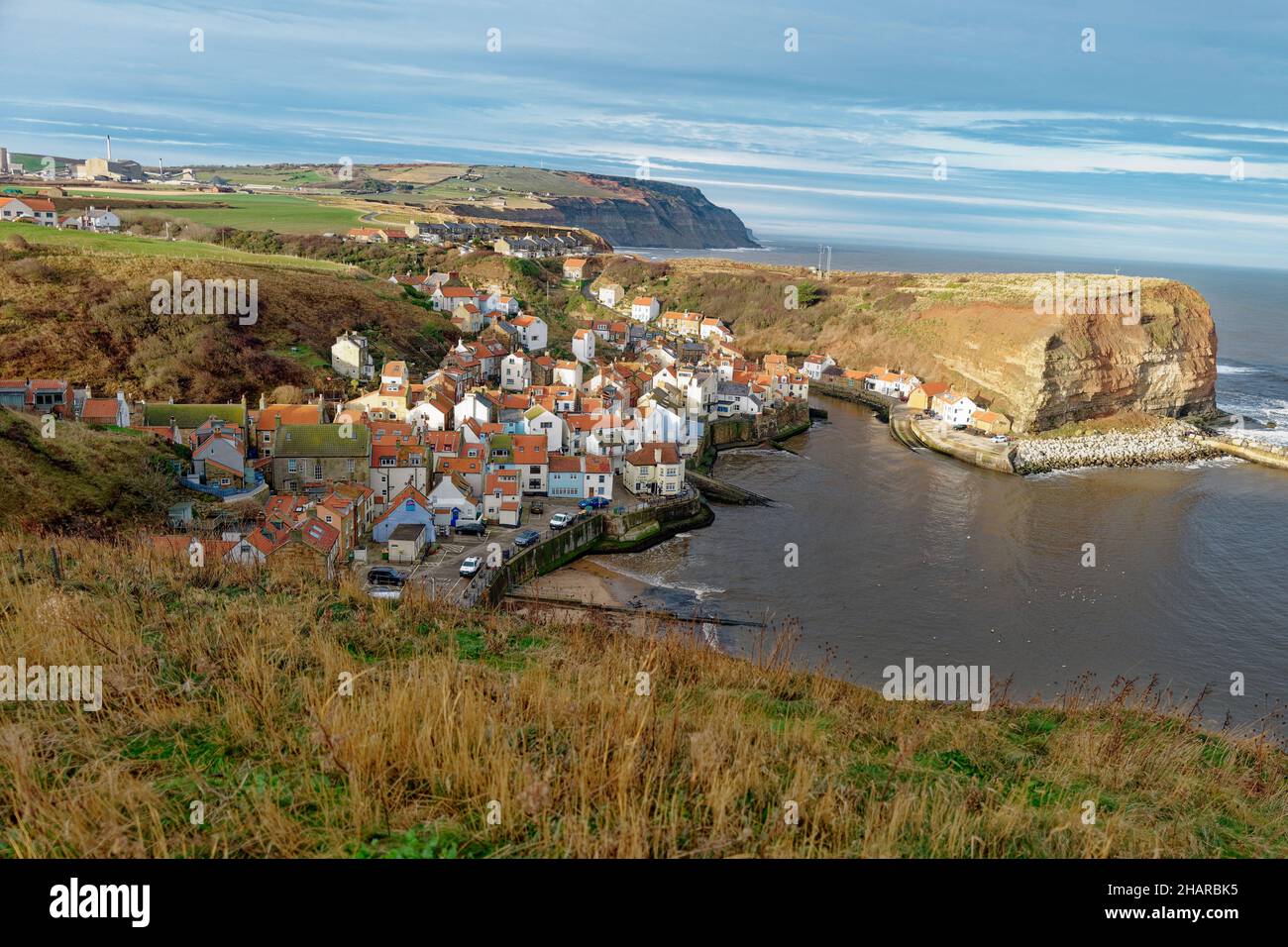 View of the Coastal Village of Staithes in North Yorkshire Stock Photo ...