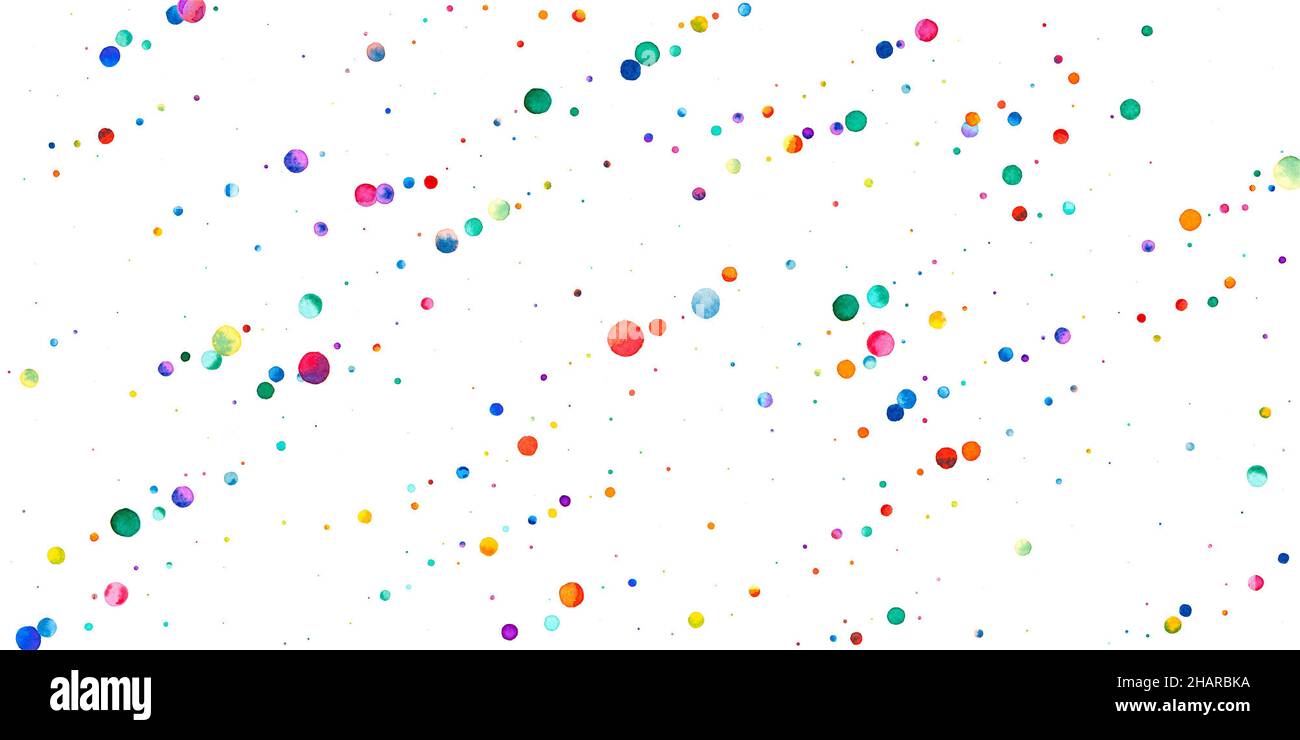 Watercolor confetti on white background. Adorable rainbow colored dots ...