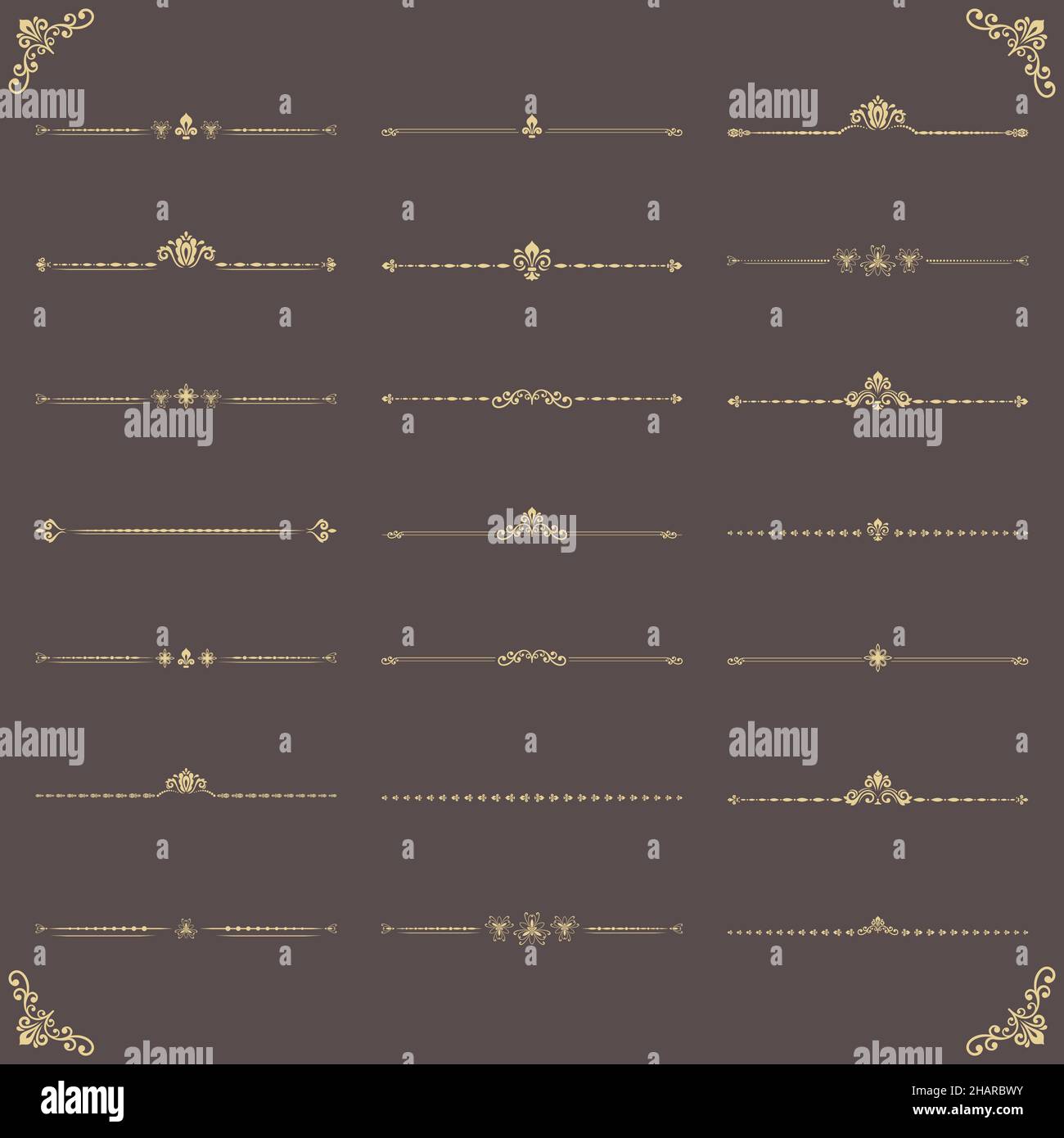 Vintage set of vector decorative elements. Horizontal separators in the ...