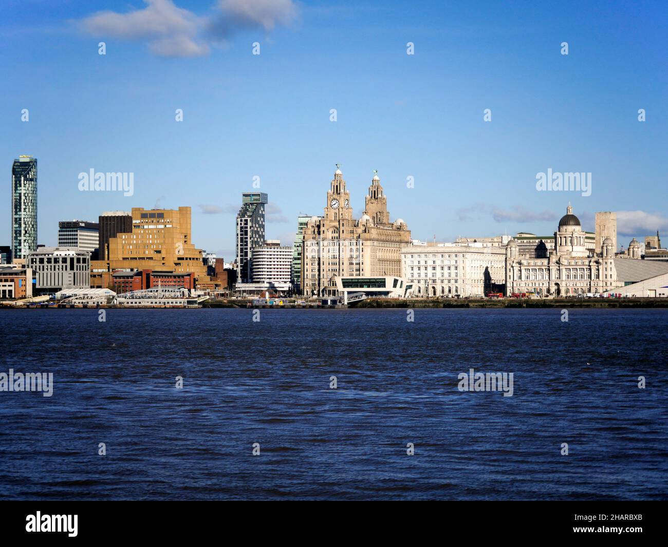 Mersey Ferry crossing with Passengers. Liverpool England UK Stock Photo ...