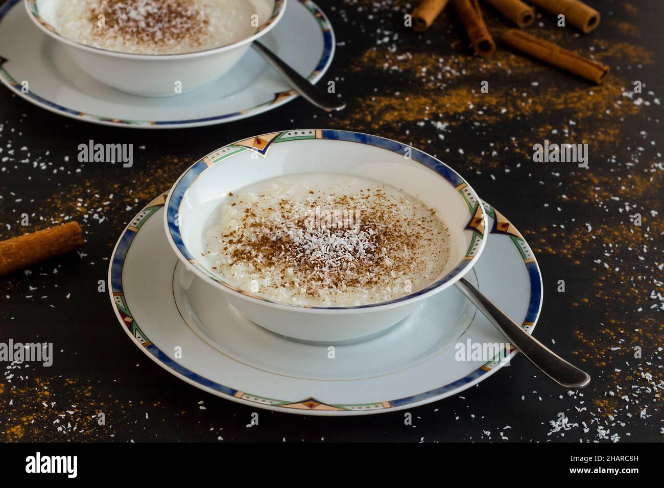Traditional Turkish Rice Pudding Sutlac in the classy porcelain dessert ...