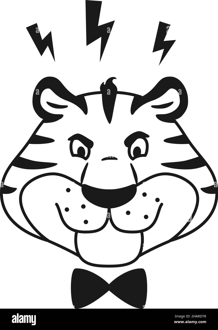 Cute angry cartoon tiger head isolated on white Stock Vector Image ...