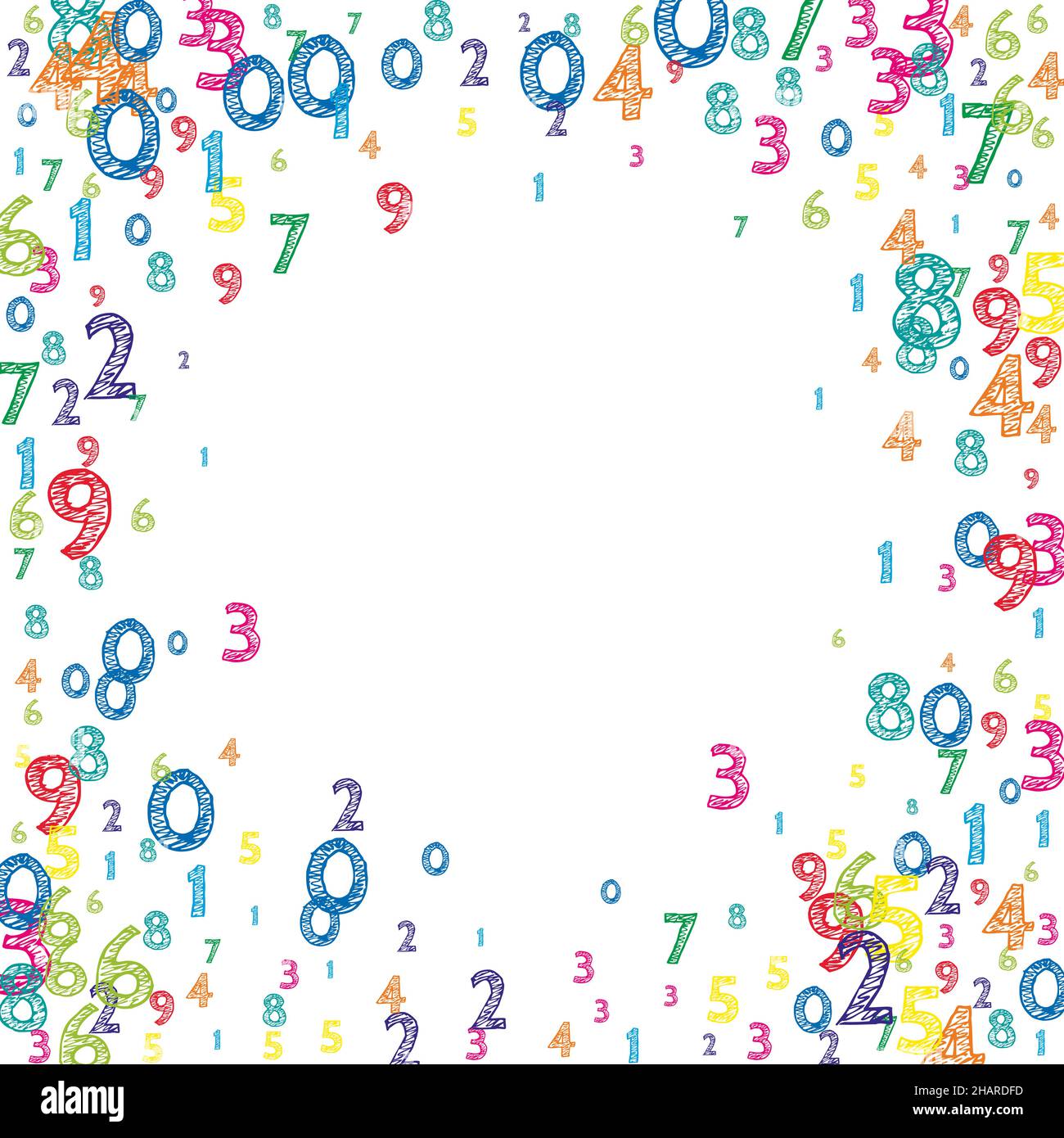 Falling colorful orderly numbers. Math study concept with flying digits ...