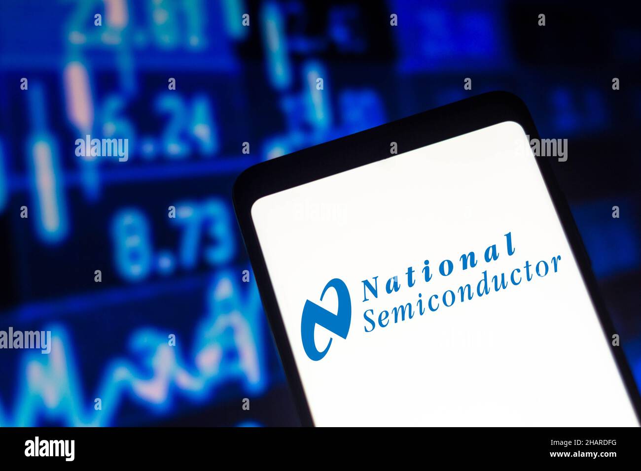 In this photo illustration the National Semiconductor logo seen ...
