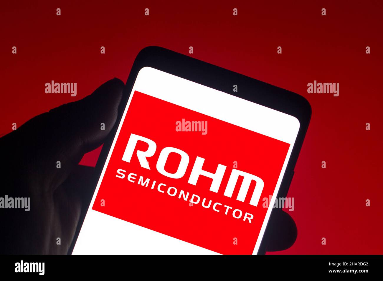 In this photo illustration the ROHM logo seen displayed on a smartphone ...