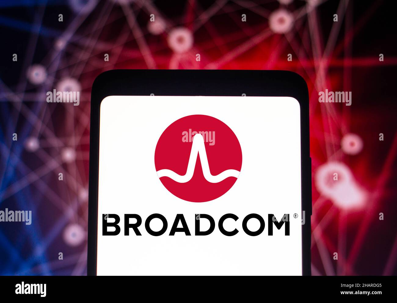 In this photo illustration the Broadcom Corporation logo seen displayed ...