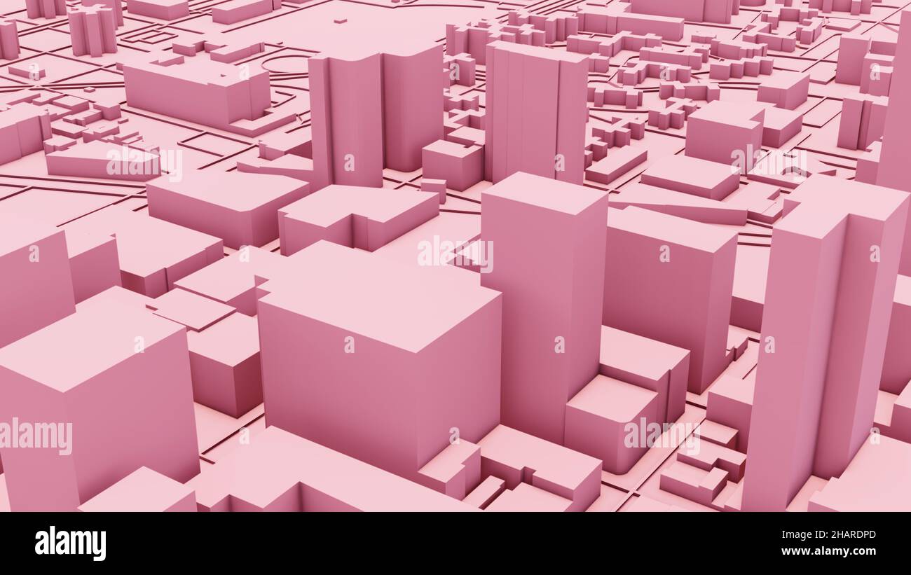 Minimalist pink cubist style city of New York low poly 3d image Stock ...