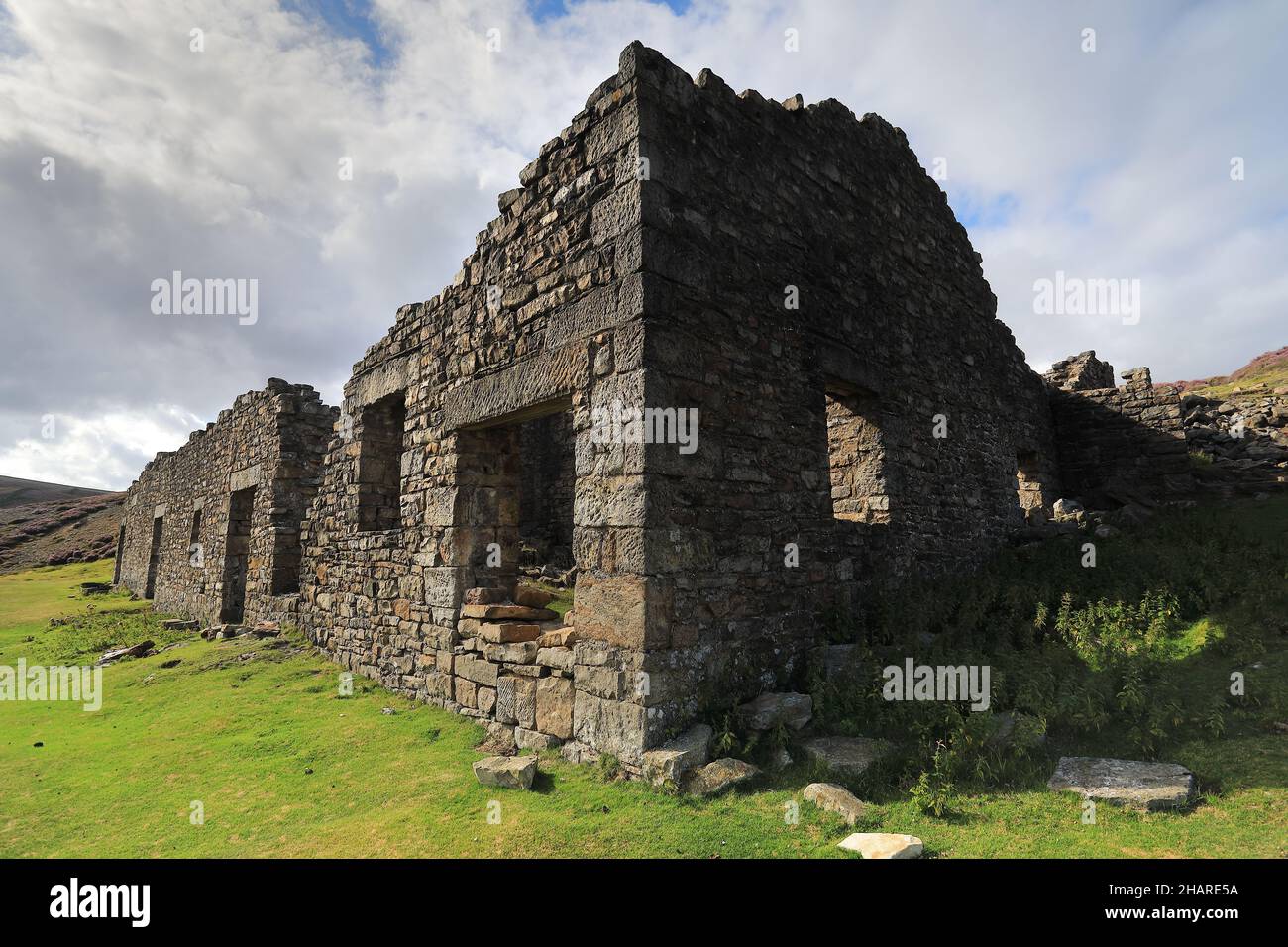 The remains of Old Gang Lead Mine & smelting mill, near to Reeth in ...