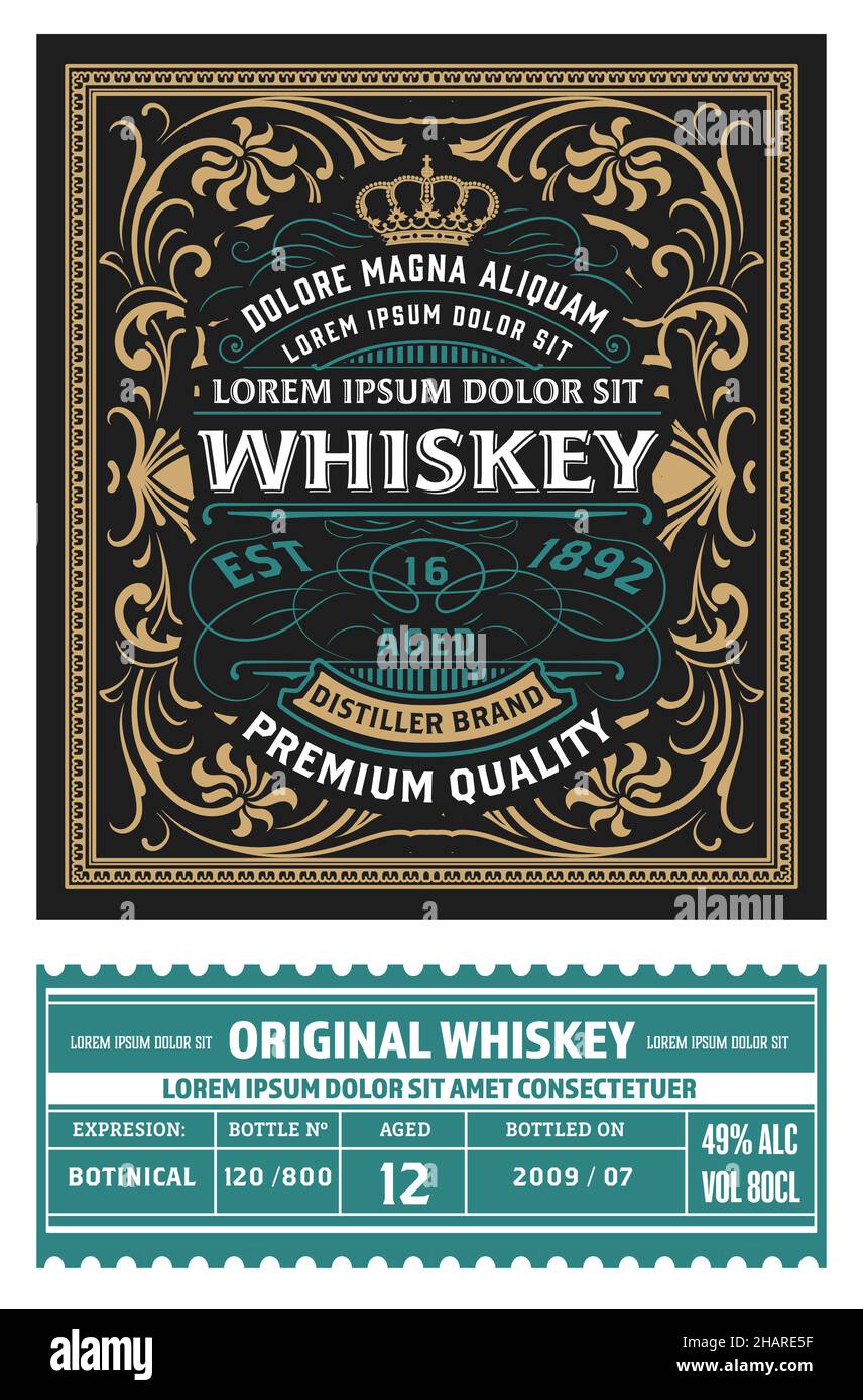 Whiskey label with old frames Stock Vector Image & Art - Alamy