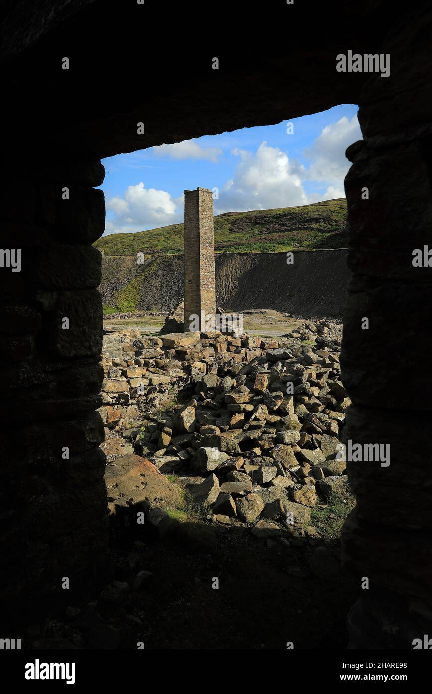 The remains of Old Gang Lead Mine & smelting mill, near to Reeth in ...