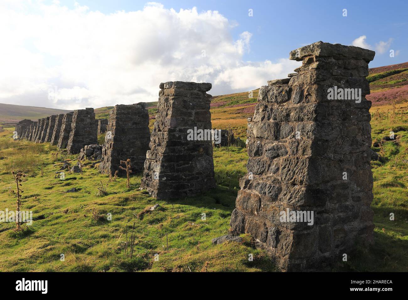 The remains of Old Gang Lead Mine & smelting mill, near to Reeth in ...