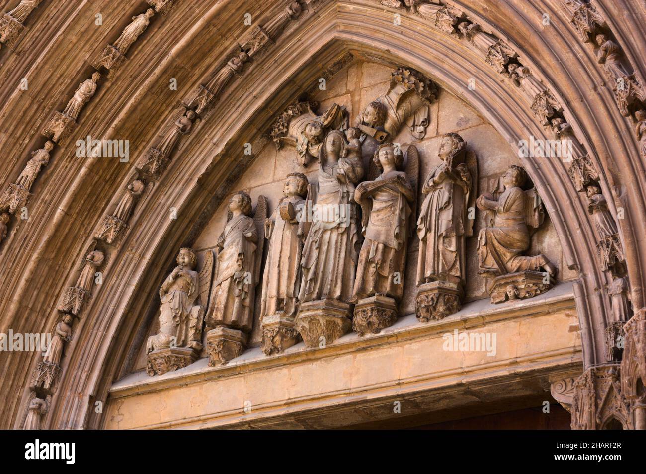 Image of the Tympanum with the statue of Santa Maria in the door of the ...
