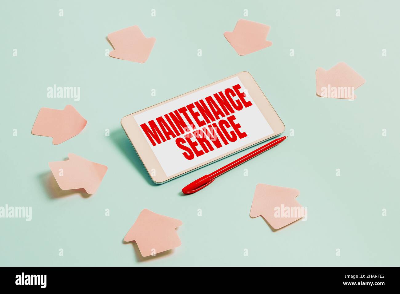 Sign displaying Maintenance Service. Business overview Keep a Product ...