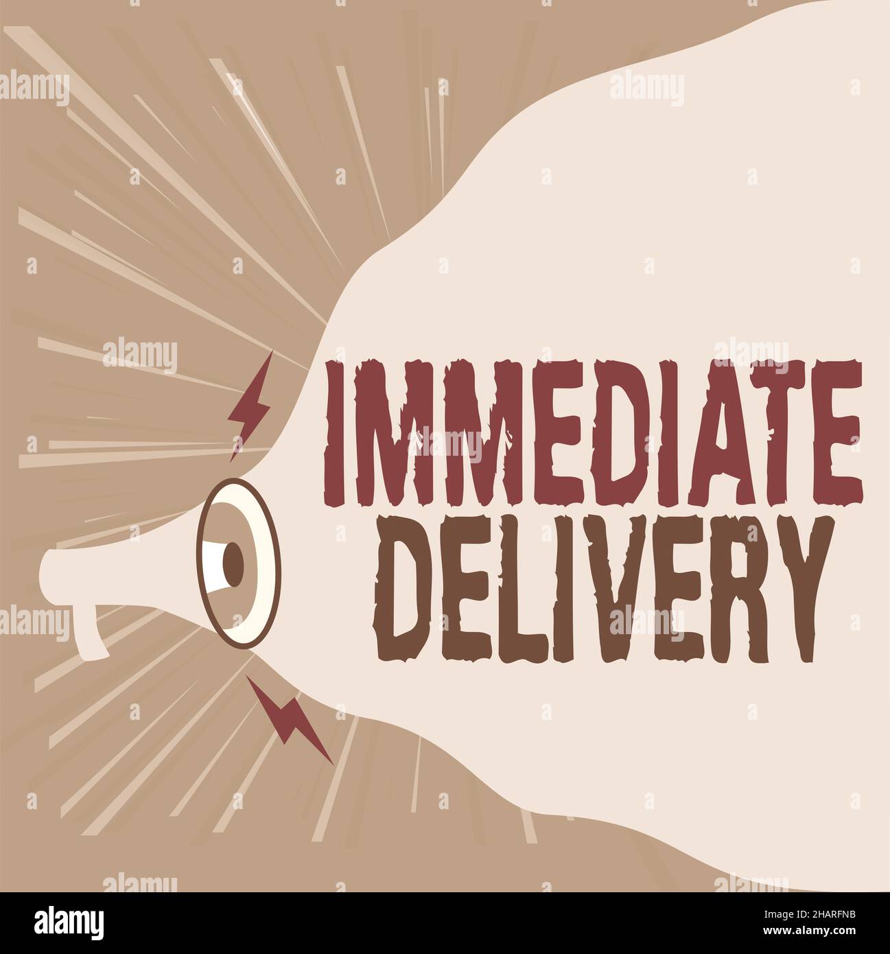 Hand writing sign Immediate Delivery. Word Written on Send it Now ...