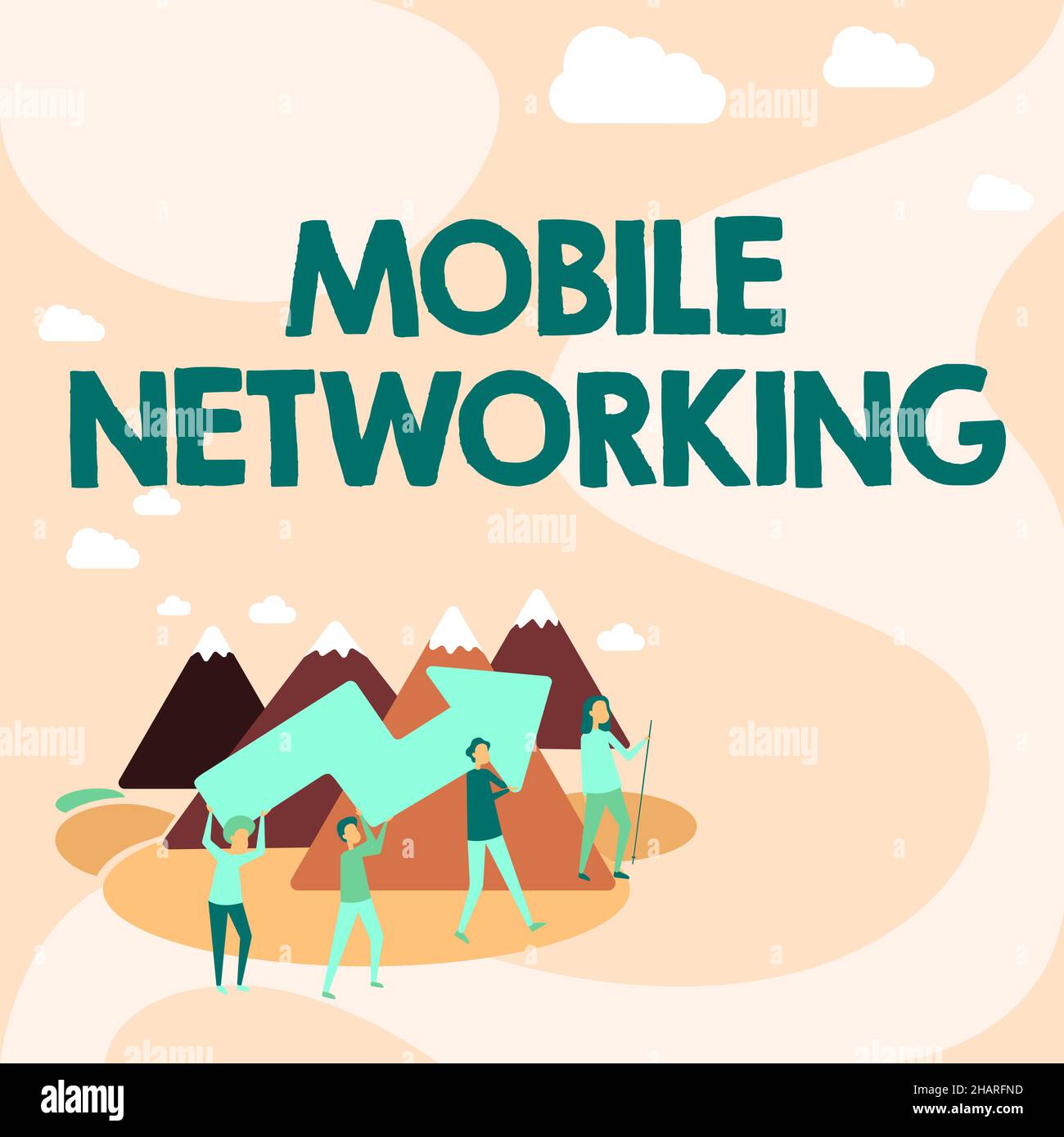 Text caption presenting Mobile Networking. Business showcase ...