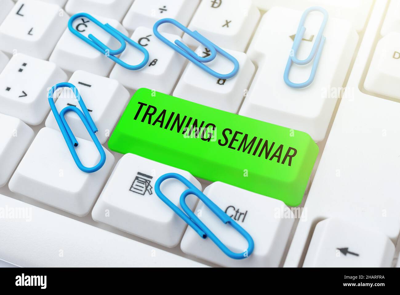 Hand writing sign Training Seminar. Word for Academic instruction ...