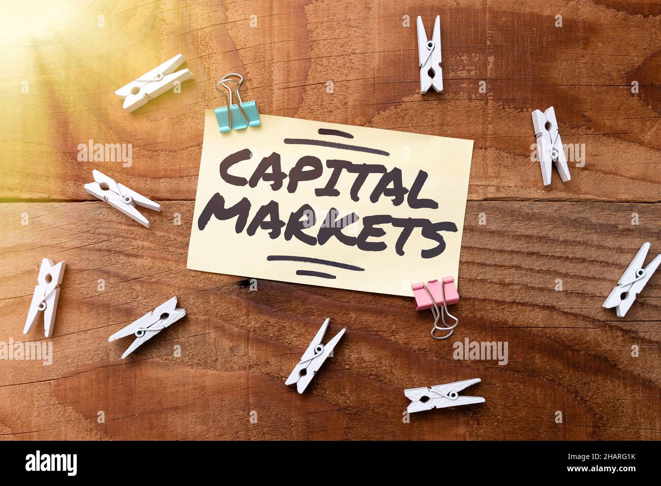 Hand writing sign Capital Markets. Business idea Allow businesses to ...