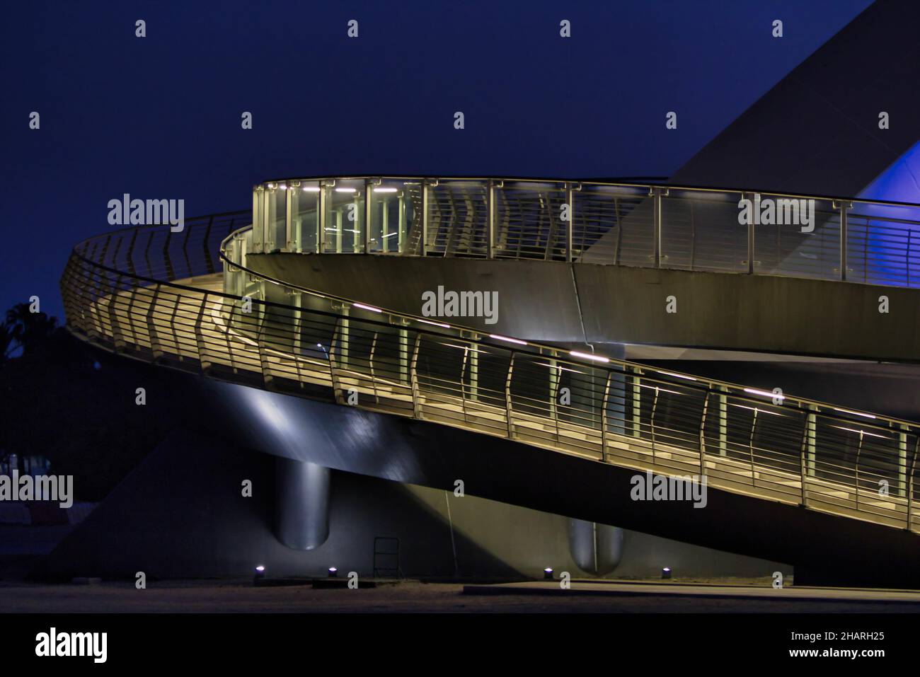 Dubai Water Canal pedestrian bridge in United Arab Emirates at night ...