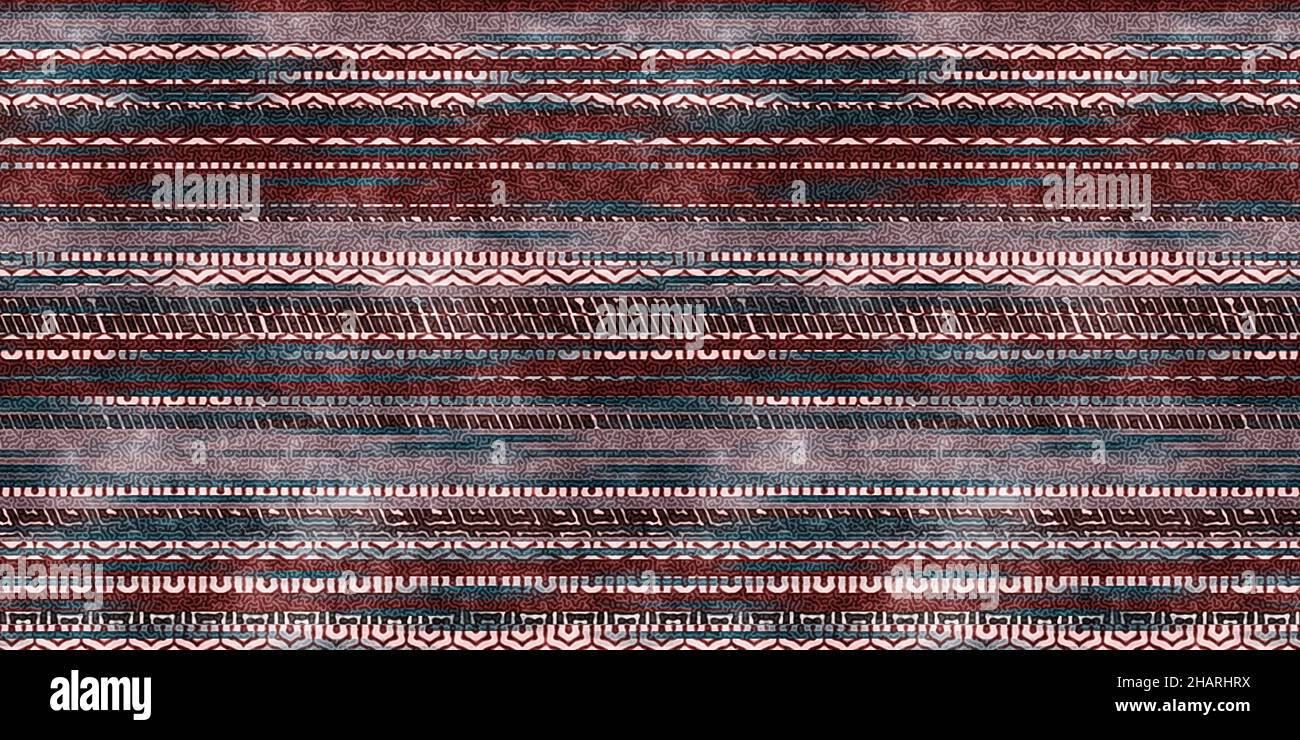 Seamless tribal ethnic stripe grungy border surface pattern design for ...