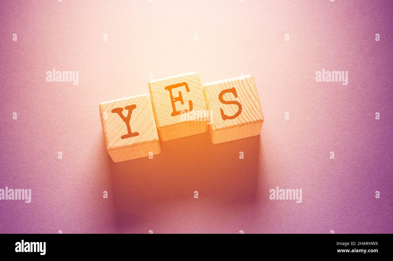 Word yes written on red hi-res stock photography and images - Alamy