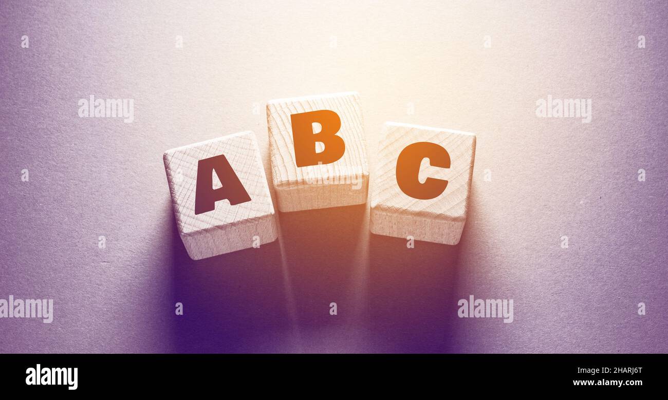 Alphabet English Word Written on Wooden Cubes Stock Photo - Alamy