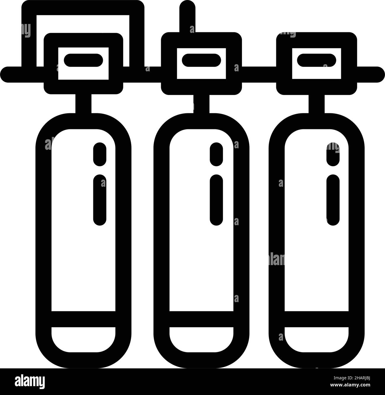 Outline triple water filter vector icon for web design isolated on ...