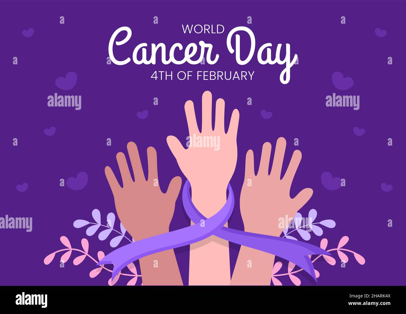 World Cancer Day with Ribbon Flat Vector Illustration. Inform the ...