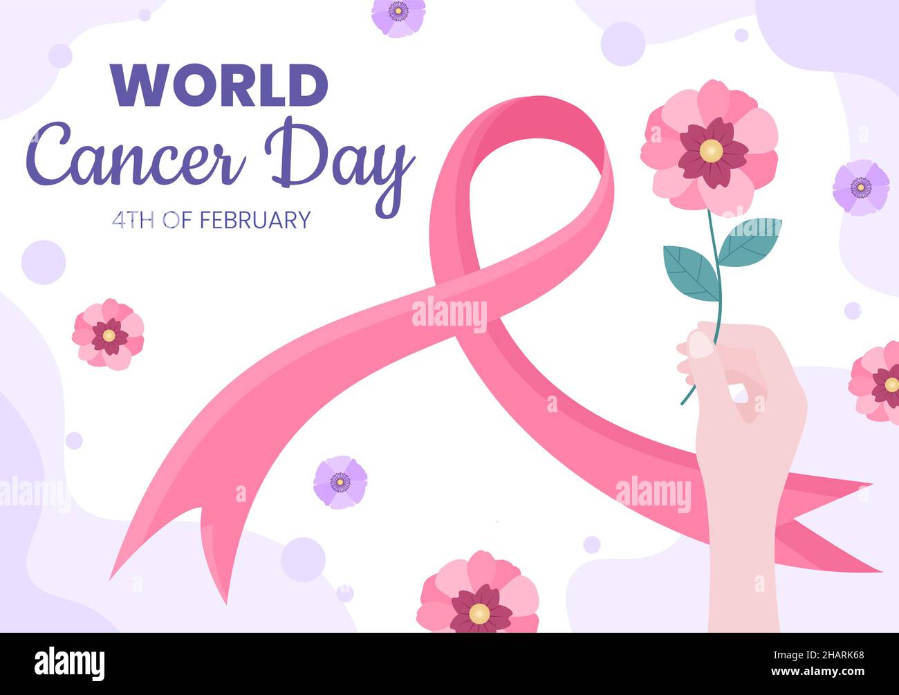 World Cancer Day with Ribbon Flat Vector Illustration. Inform the ...
