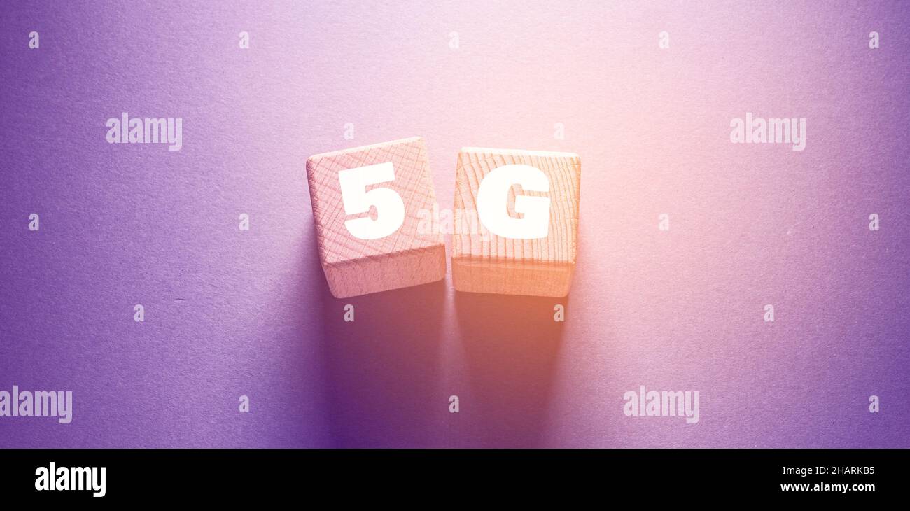 5G Word Written on Wooden Cubes Stock Photo - Alamy