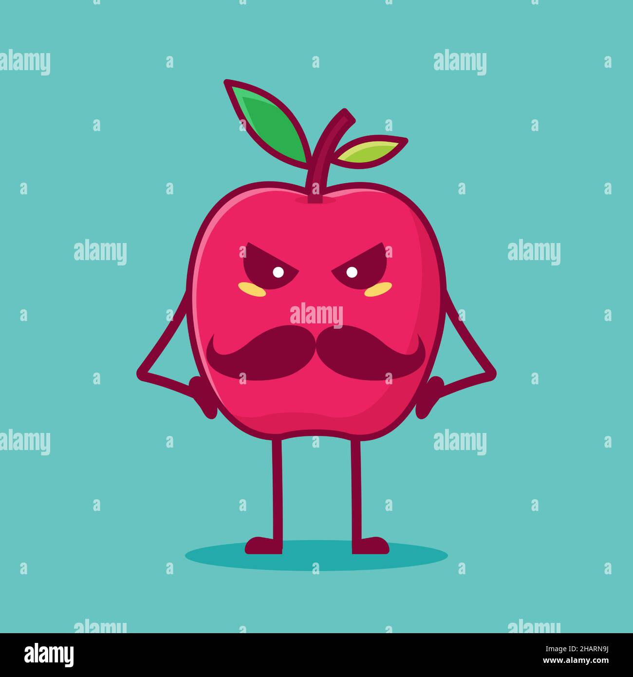 angry apple character vector illustration in flat style. suitable for ...