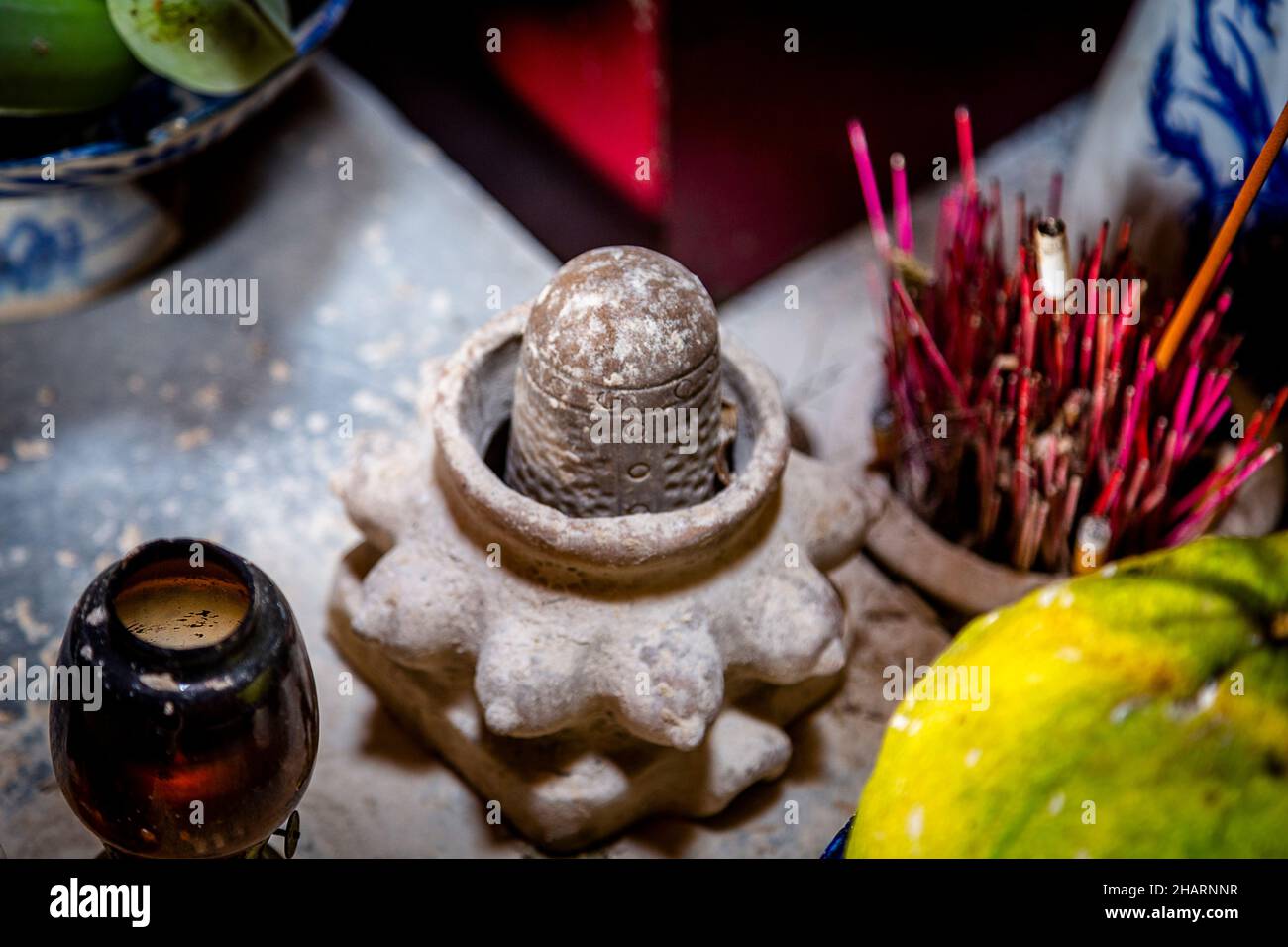 Inside one of the temple building with place for phallic religious ...