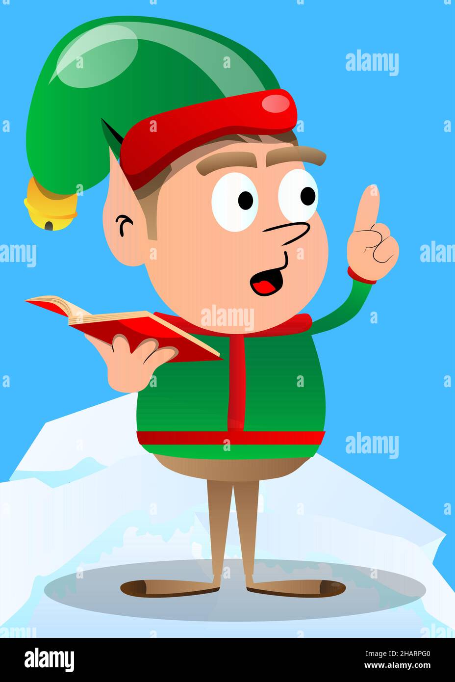 Christmas Elf drinking water from a glass bottle. Vector cartoon ...