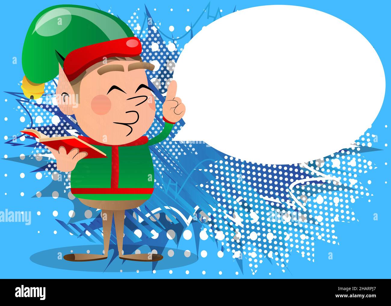Christmas Elf drinking water from a glass bottle. Vector cartoon ...