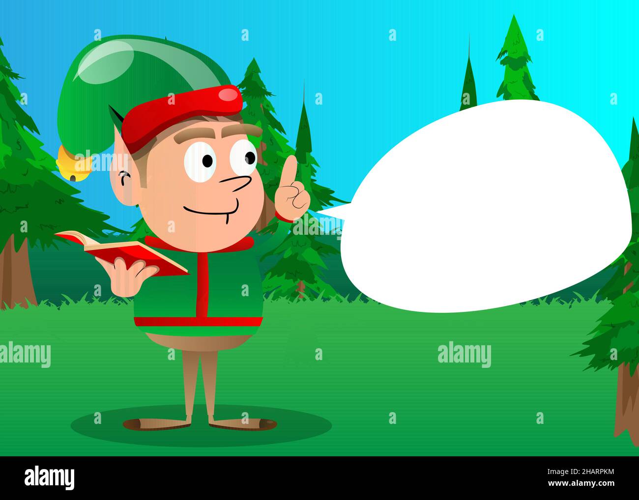 Christmas Elf drinking water from a glass bottle. Vector cartoon ...