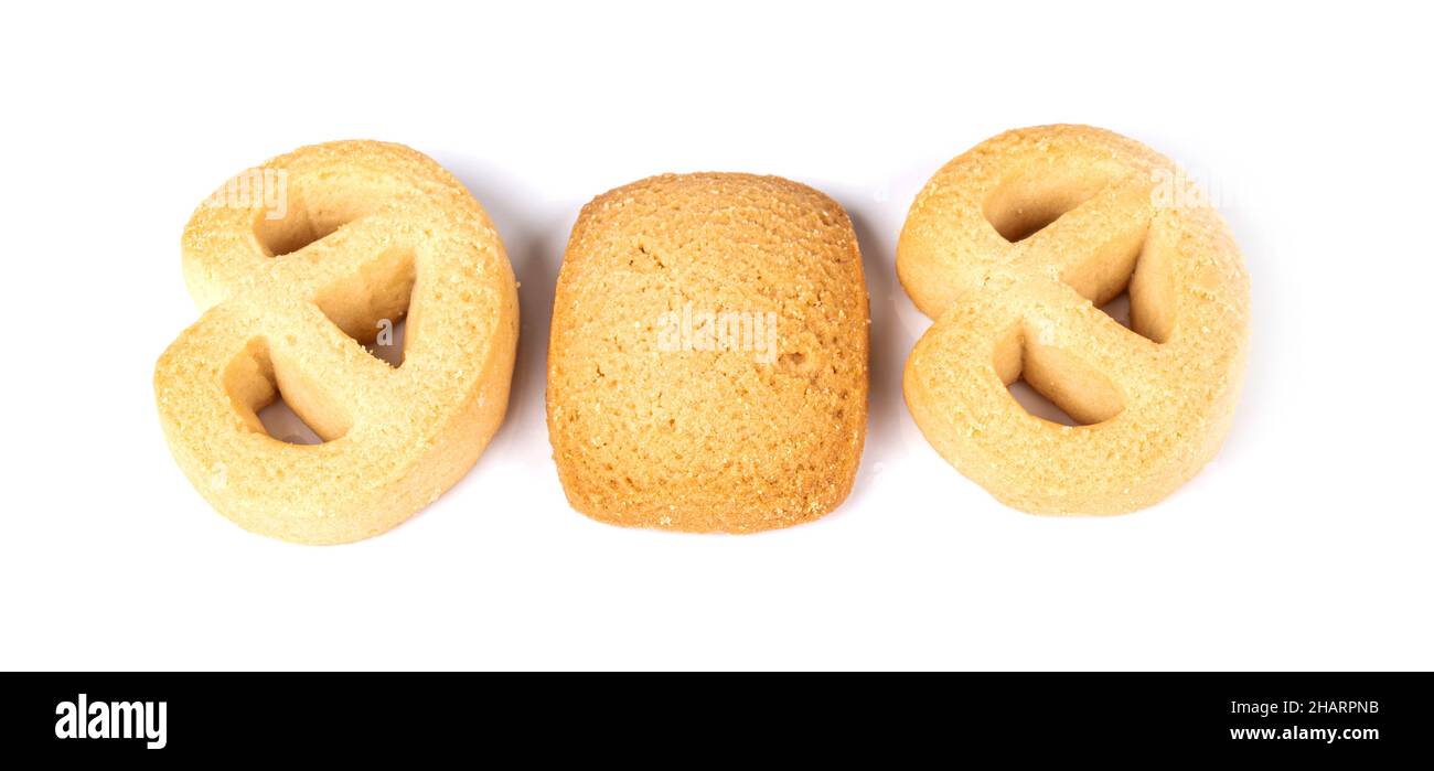 Butter cookies isolated on white background Stock Photo - Alamy