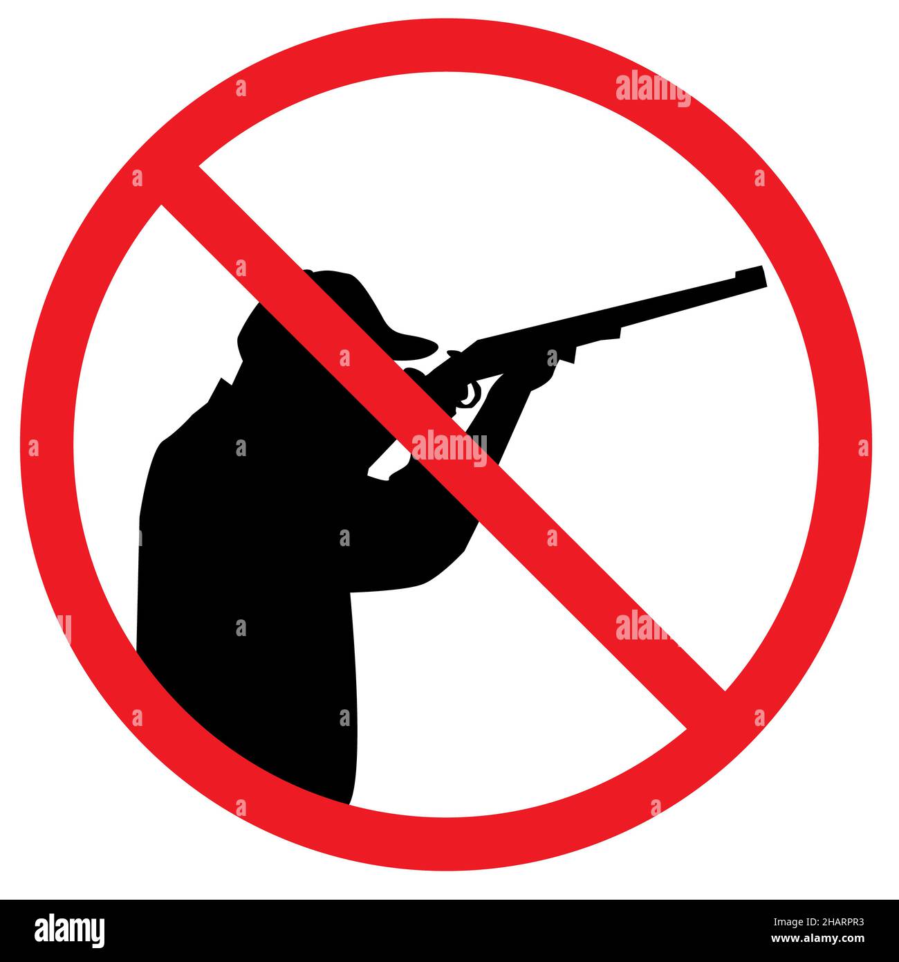 Stop hunting sign on white background. No hunt forbidden symbol. flat ...