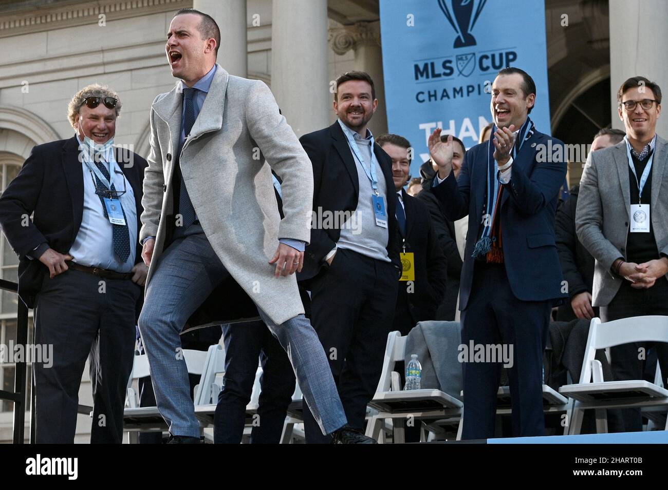Scottish sports broadcaster and former professional footballer Ian Joy reacts enthusiastically ...