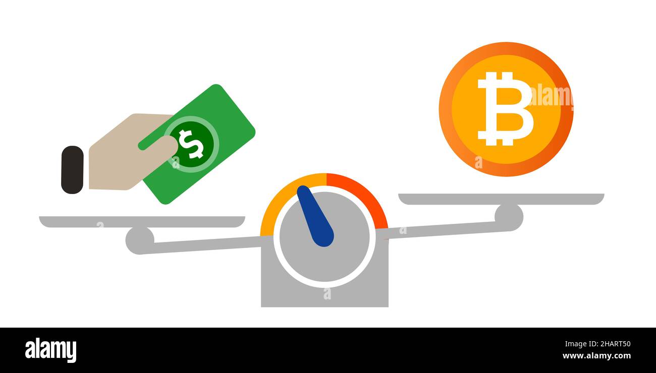 Bitcoin and dollar exchange rate compare value scale crypto investment ...